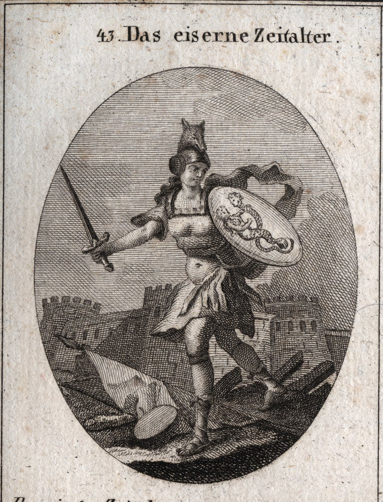 Allegorie van het IJzeren Tijdperk dat wordt gekenmerkt door geweld ...