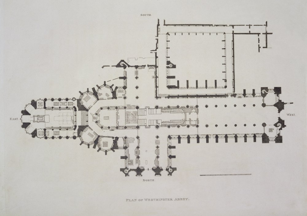 Plattegrond van Westminster Abbey, plaat 1 uit Westminster Abbey ...