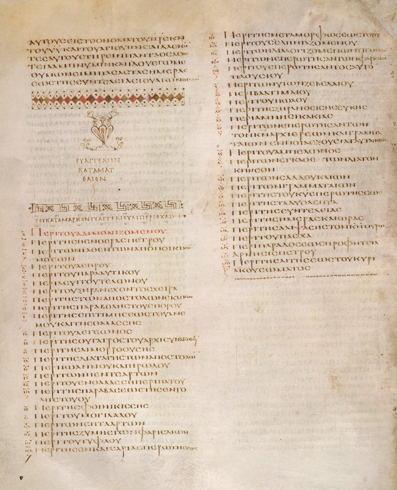 Tafel van Kephalaia, St. Marcus Evangelie, uit de 'Codex Alexandrinus'
