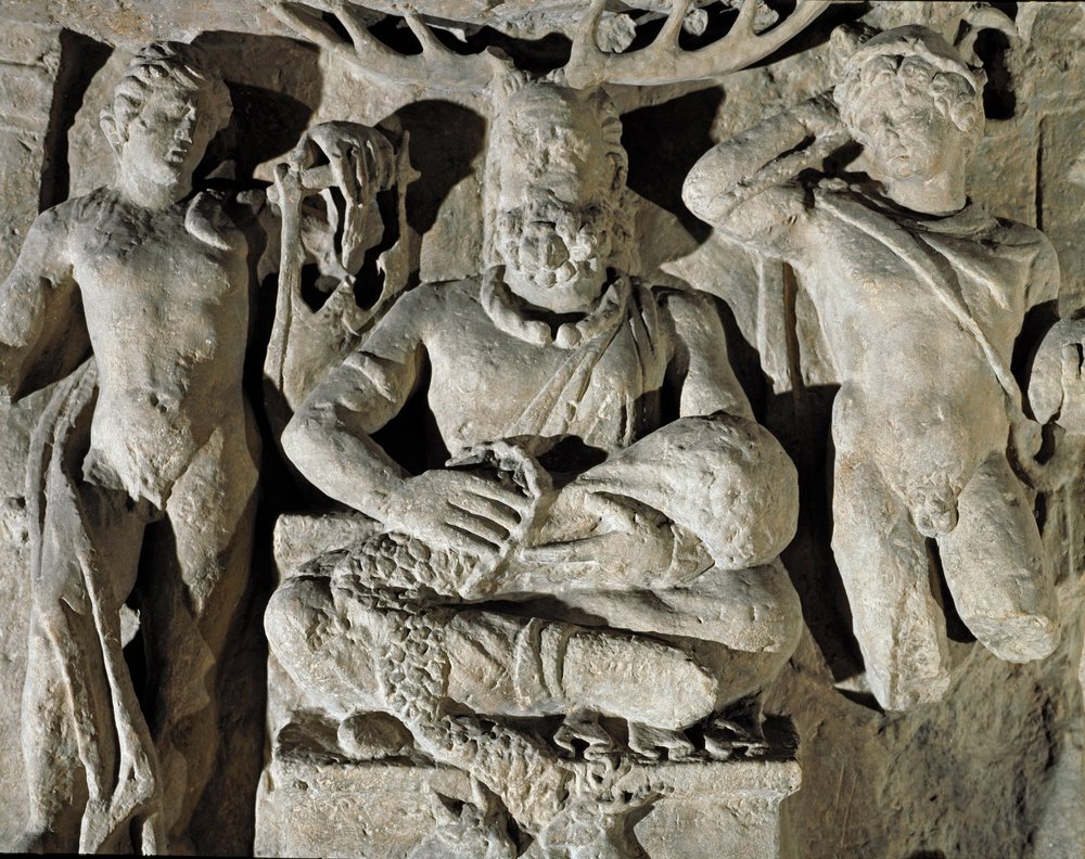 Romeinse kunst: de Gallische god van Keltische oorsprong Cernunnos (of ...