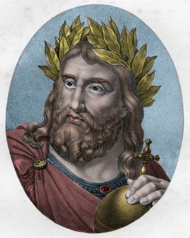 Portret van Karel de Grote (742-814), koning der Franken - gravure