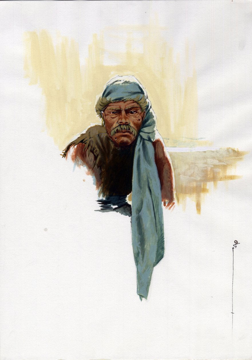 Portret van een piraat (kaper) of matroos zittend in het daglicht