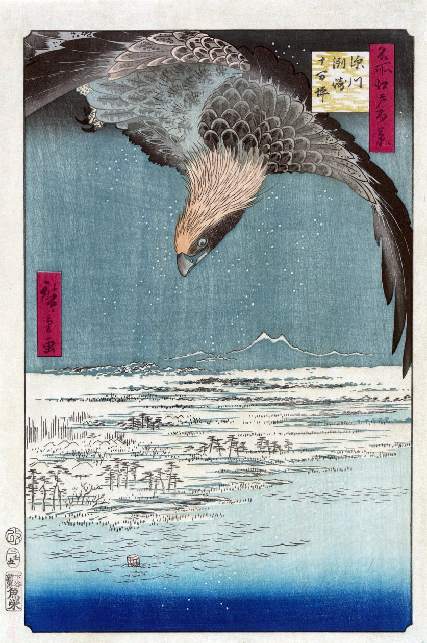 Honderd beroemde uitzichten van Edo: Susaki en de Jumantsubo-vlakte bij ...