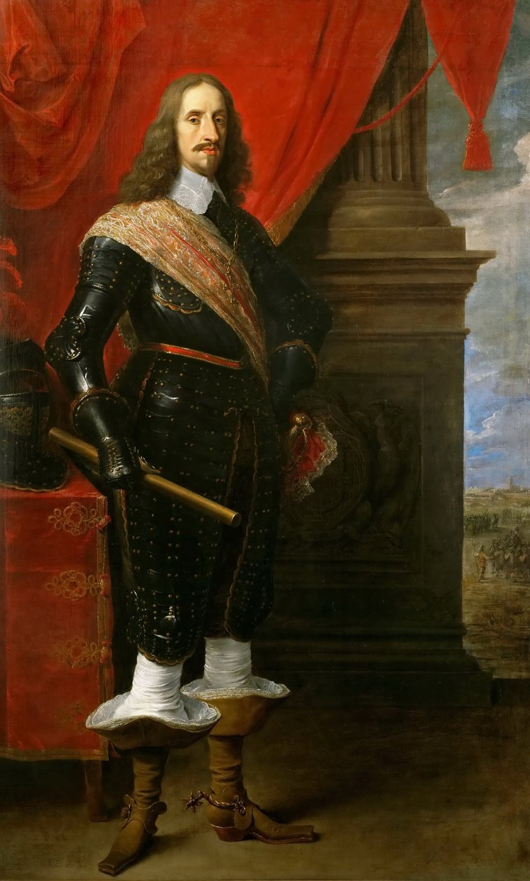 Aartshertog Leopold Wilhelm, met de Belegering van Gravelingen op de ...
