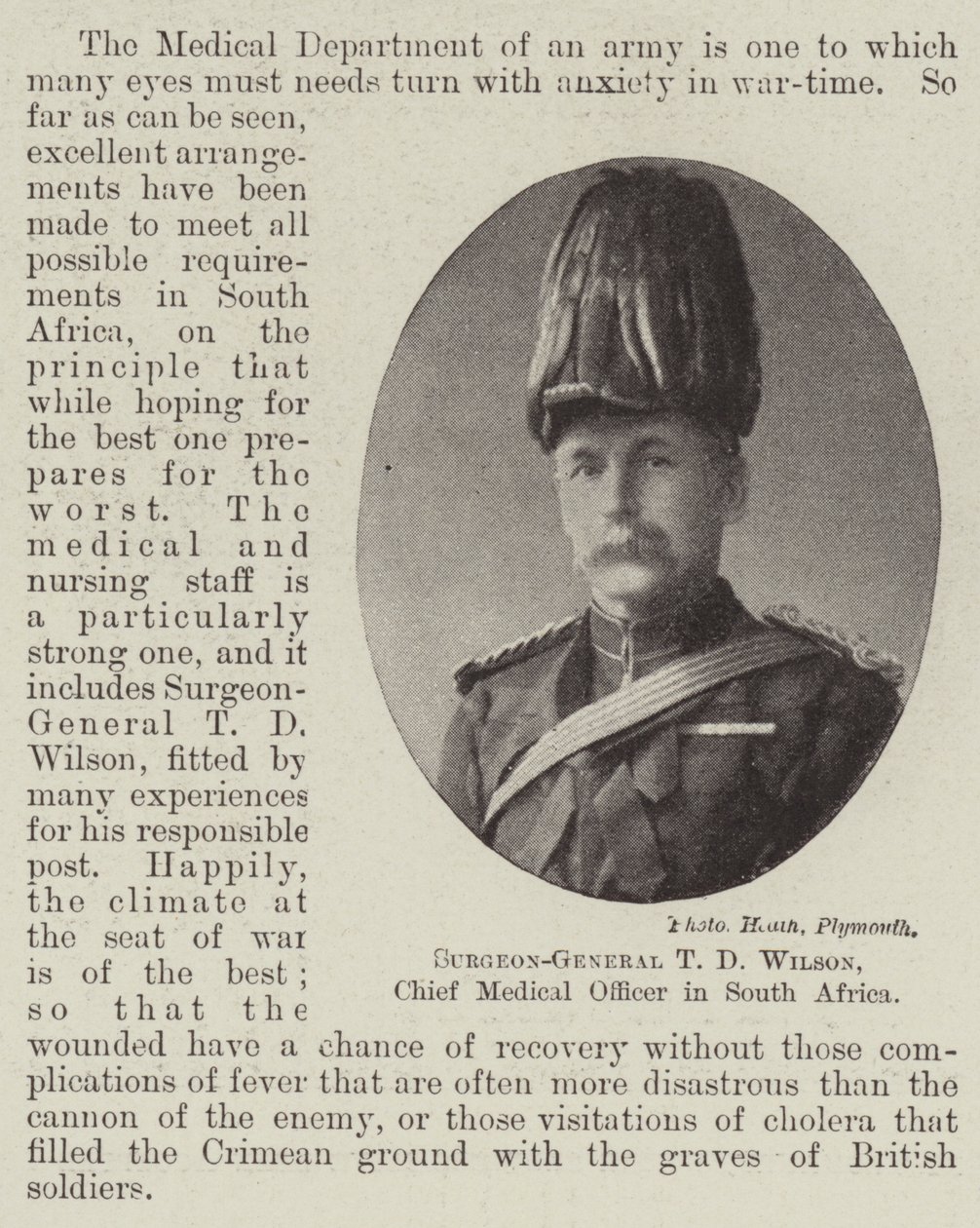 Chirurg-generaal T D Wilson, hoofd medisch officier in Zuid-Afrika