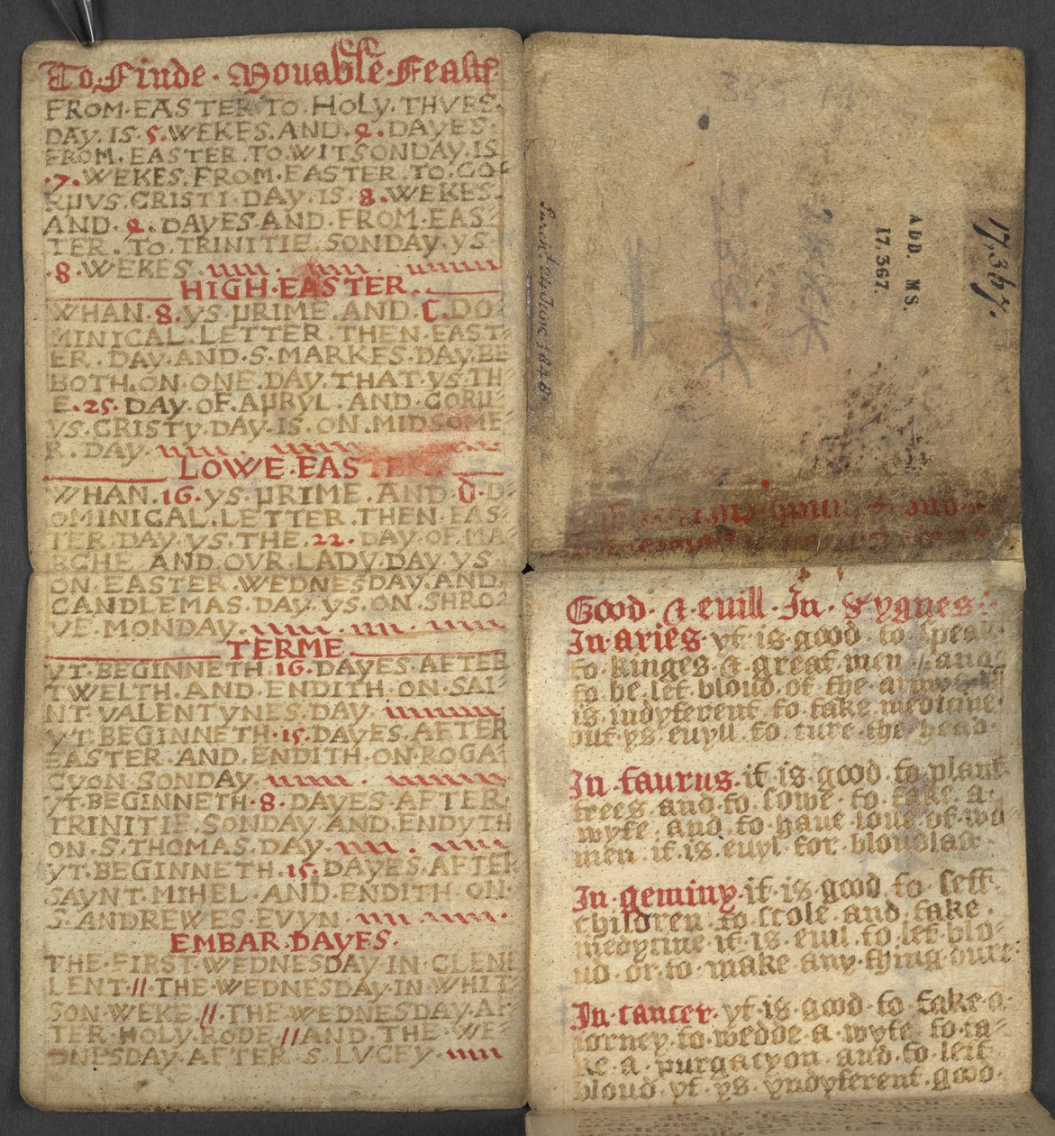 Uit almanak, met tabel van dominicale letters en gouden nummers ...