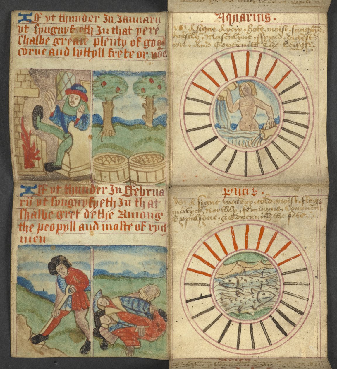 Waterman & Vissen, uit almanak, met tabel van dominicale letters en ...