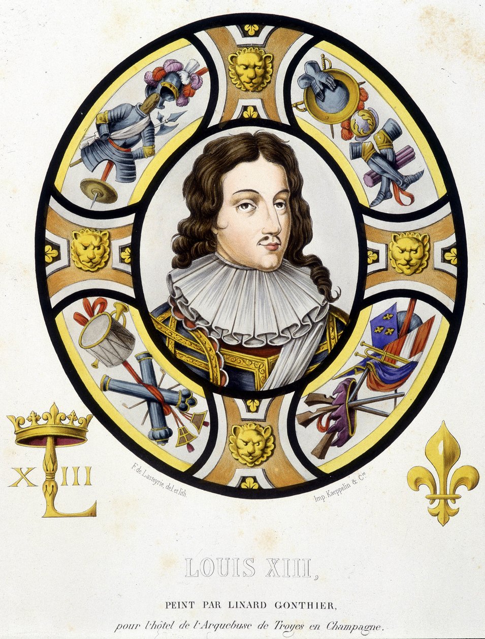 Portret van Lodewijk XIII Koning van Frankrijk (1601-1643). Facsimile ...