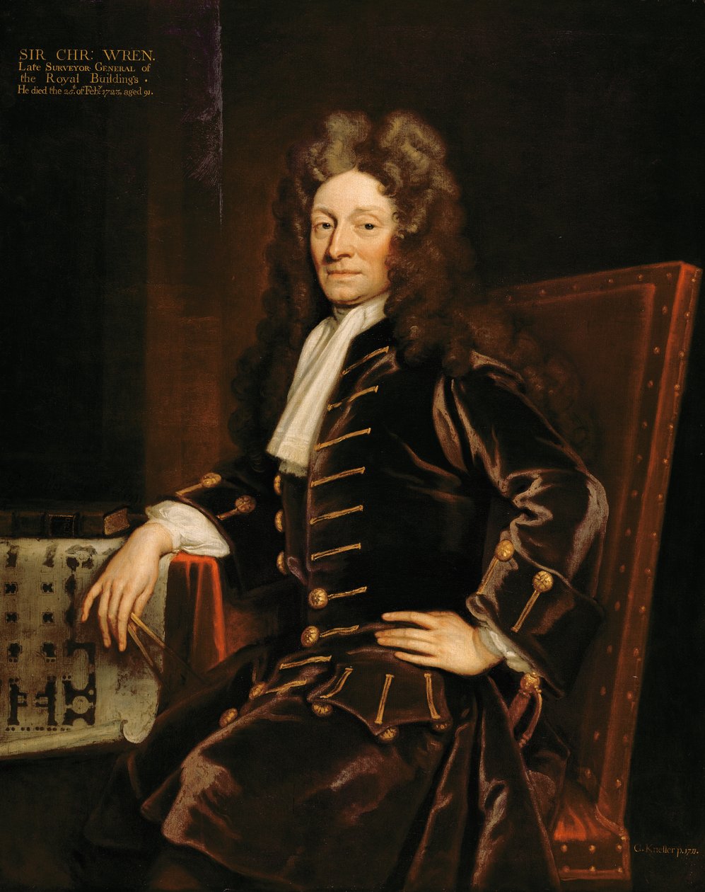 Portret van Sir Christopher Wren (1632-1723) 1711