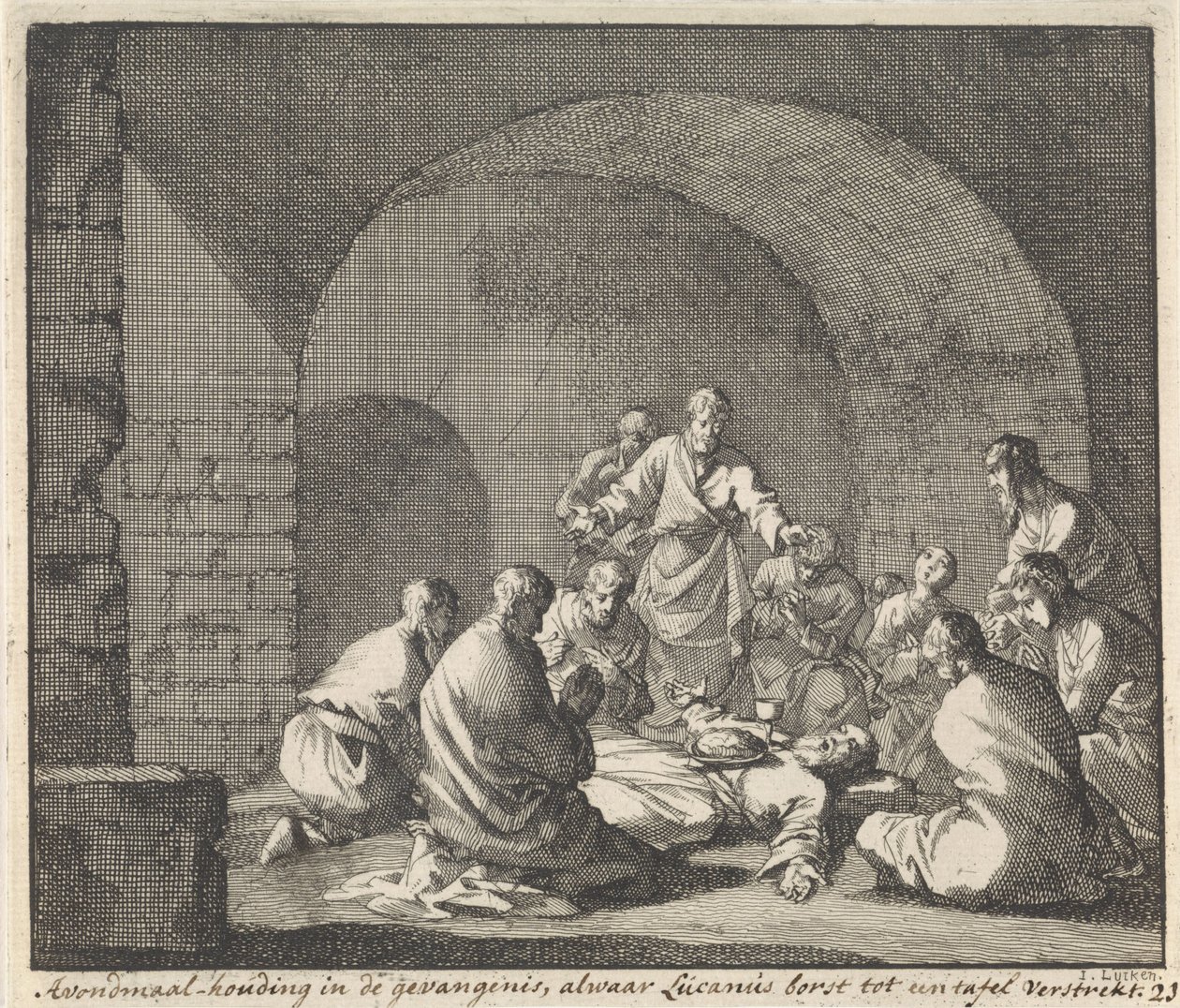 Heilige Lucianus viert het avondmaal in de gevangenis