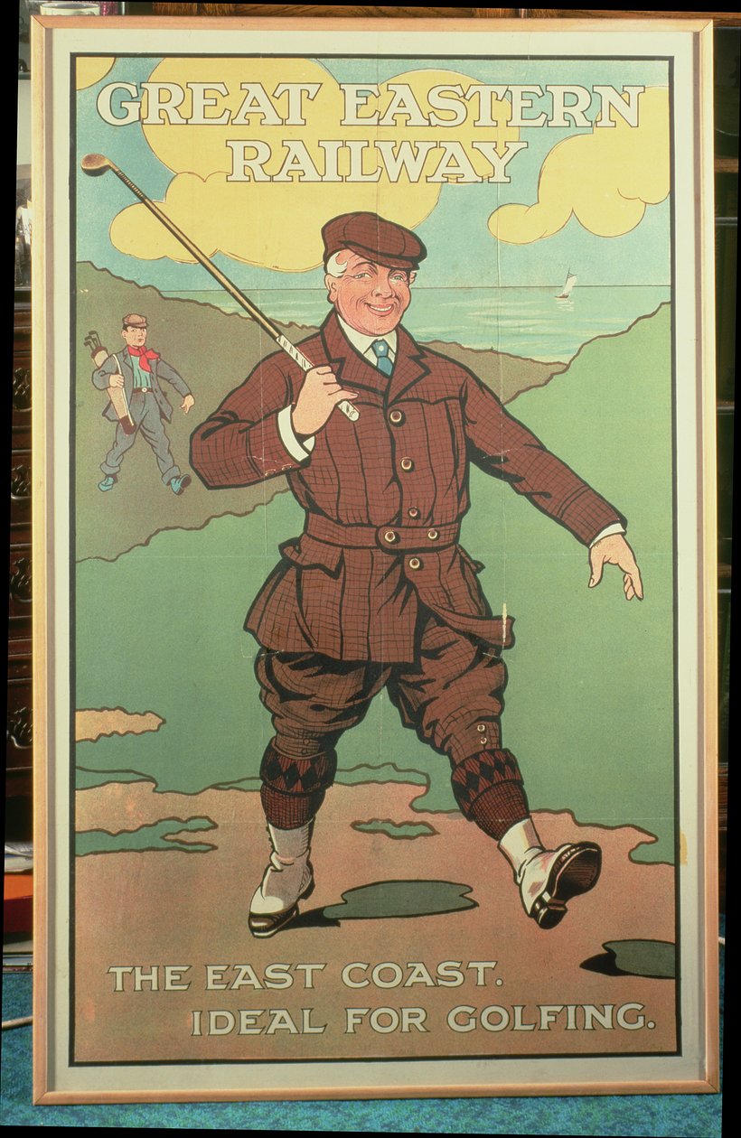 De oostkust: ideaal voor golfen. Poster voor de Great Eastern Railway
