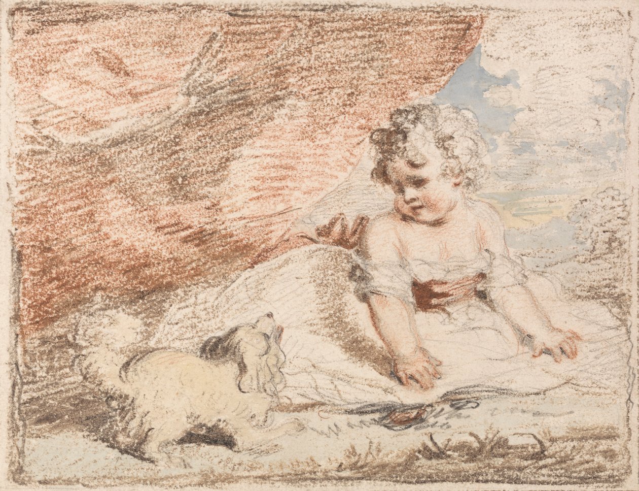 Jong kind met schoothondje | John Hoppner | Kunstafdruk