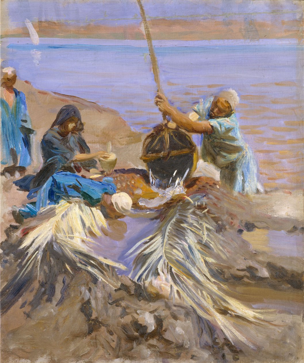 Egyptenaren die Water uit de Nijl Halen | Kunstafdruk