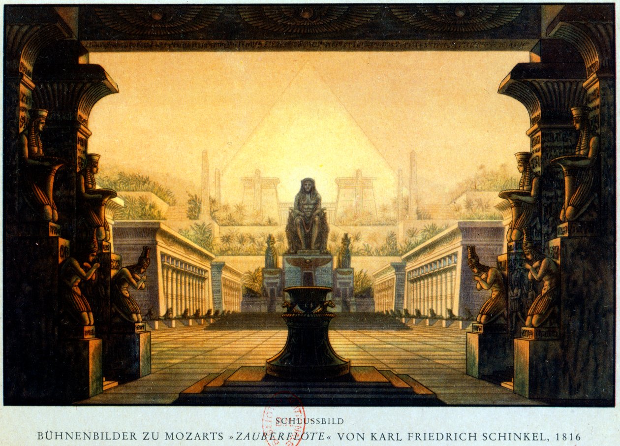 De binnenplaats van de tempel van Isis en Osiris waar Sarastro ...