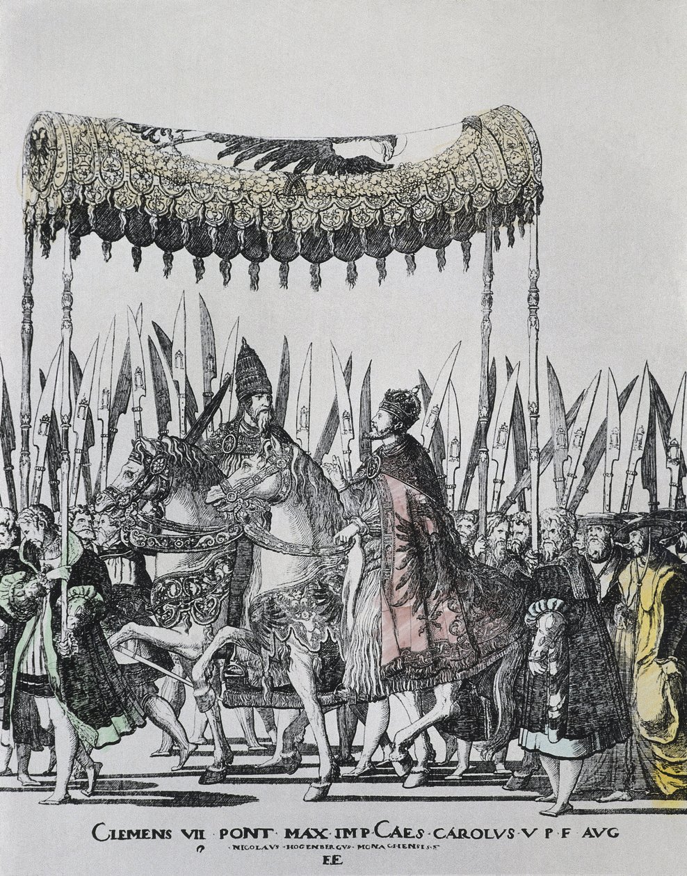 HOGENBERG, Nicolas. De Kroning van Karel V in Bologna. KAREL V, Heilige ...