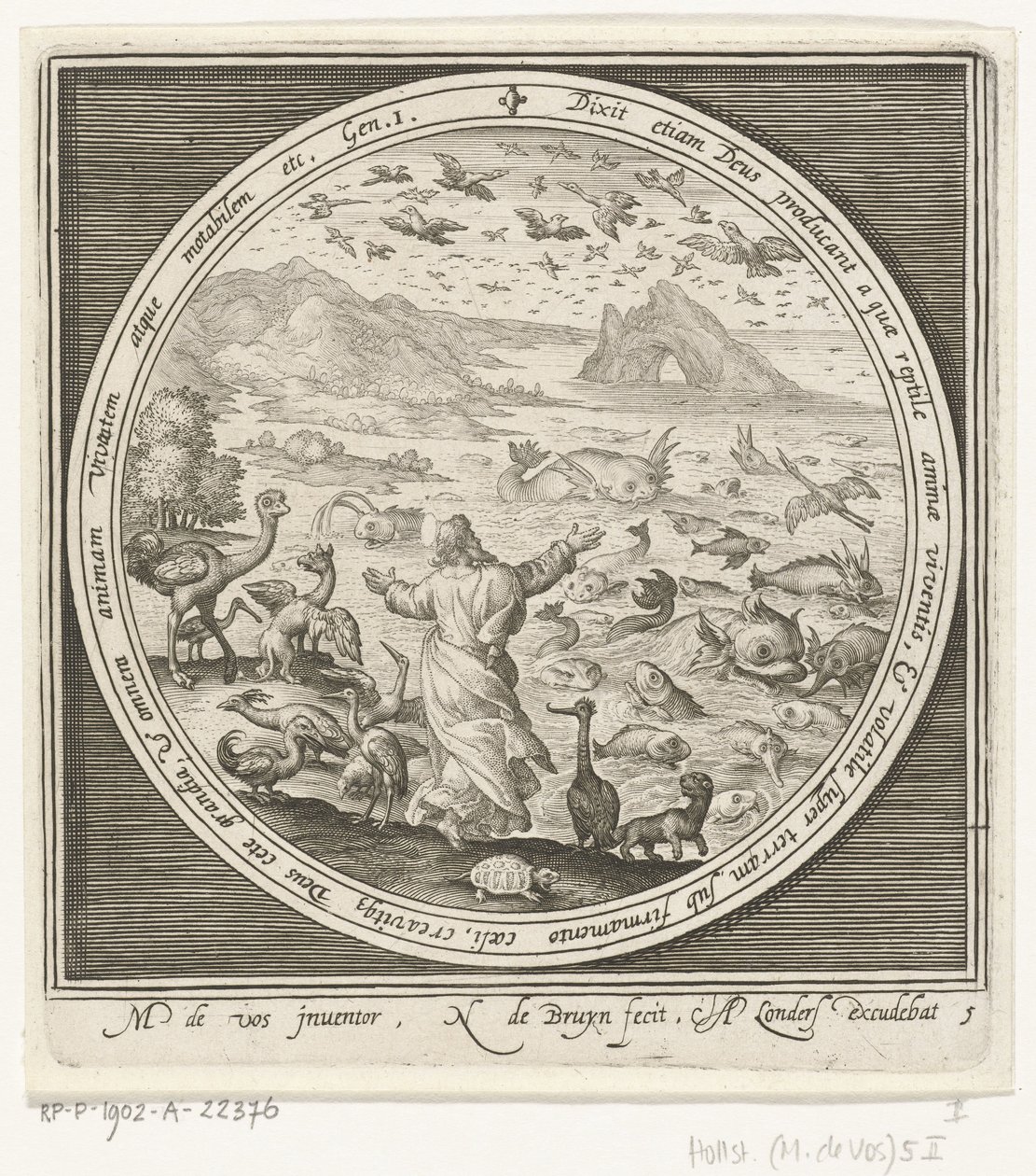 Vijfde dag van schepping: God schept vissen en vogels