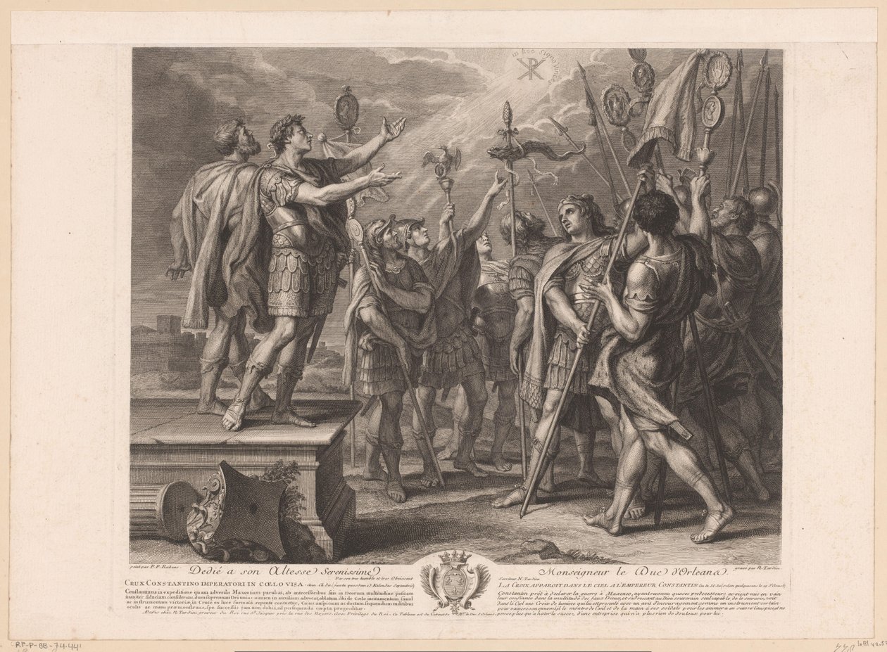 Het teken van het kruis verschijnt in de hemel aan keizer Constantijn