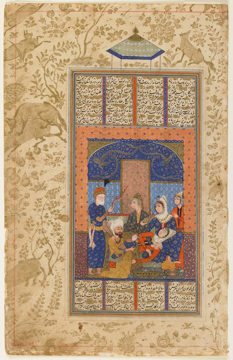 De geboorte van Rustam uit een Shahnama | Persian School