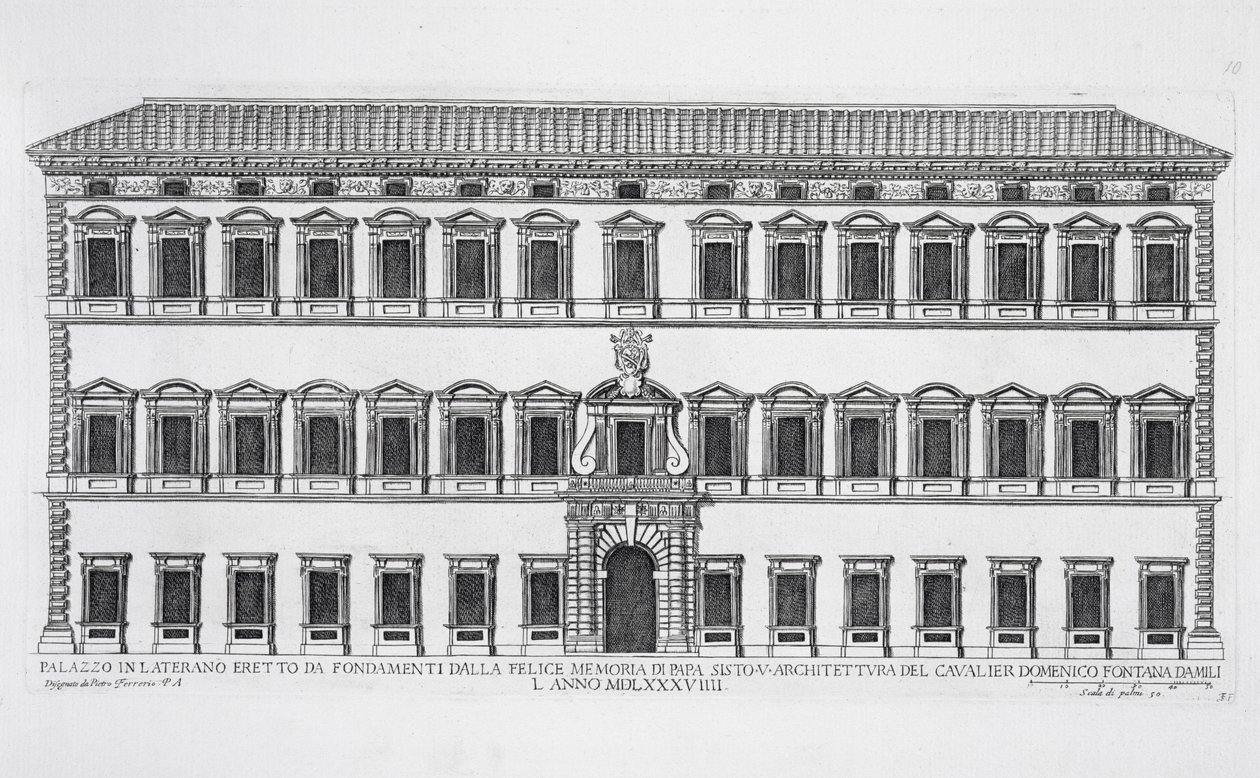 Uitzicht op de gevel van het Lateraanse Paleis, Rome, in opdracht van ...