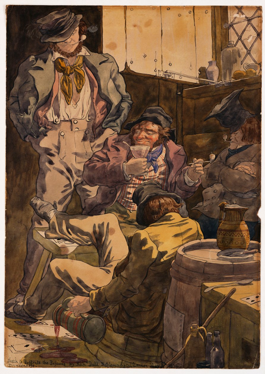 Schets ter illustratie van de Passies - Dronkenschap, 1854