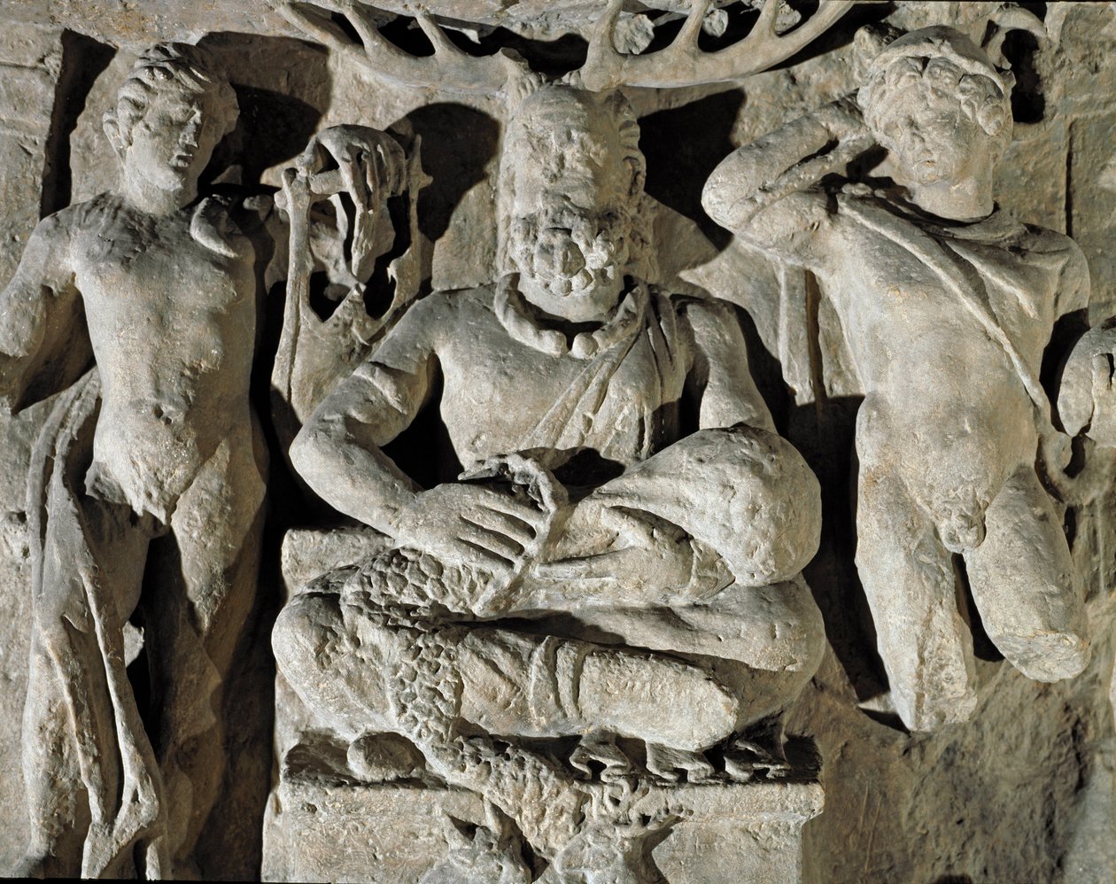 Romeinse kunst: de Gallische god van Keltische oorsprong Cernunnos (of ...