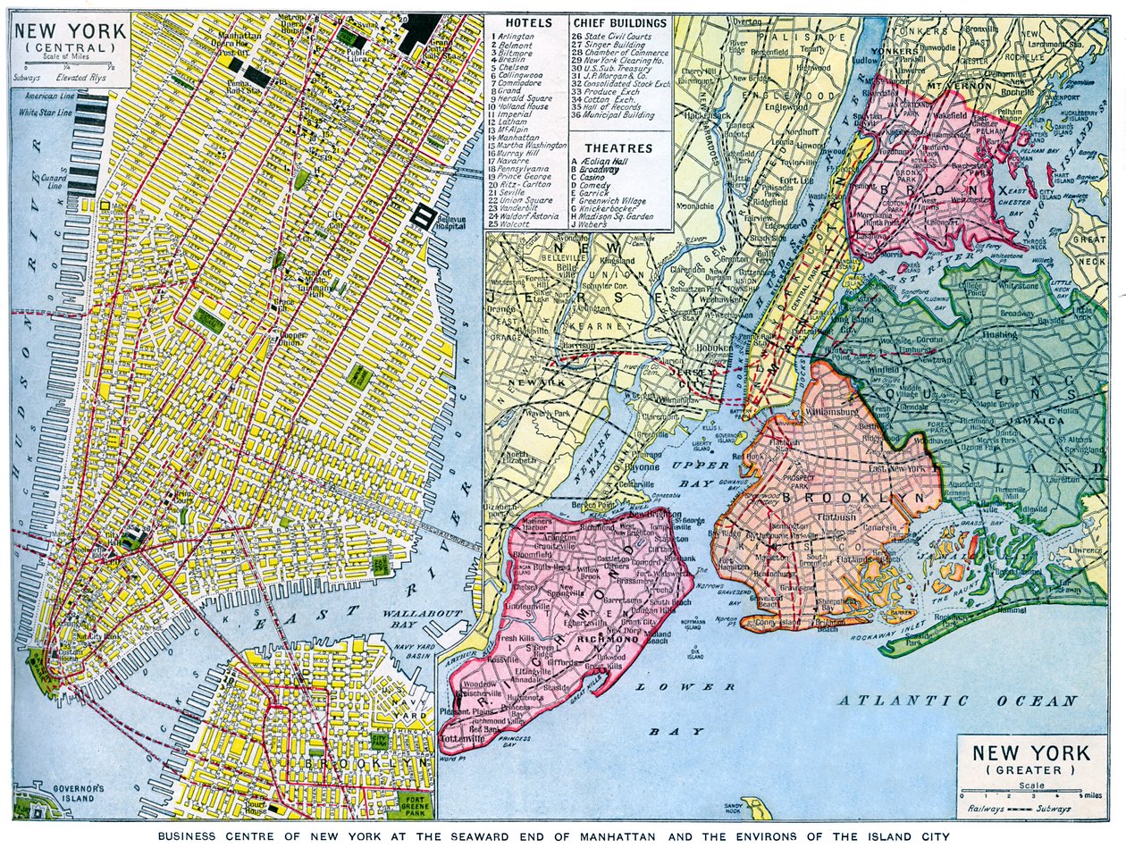 Kaart Van New York Mooie New York Poster Kunst Op Canvas, Behang En