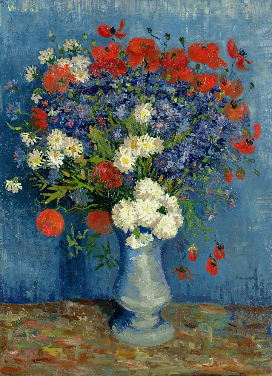 Stilleven: Vaas met Korenbloemen en Klaprozen, 1887