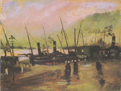Kade in Antwerpen met schepen | Vincent van Gogh